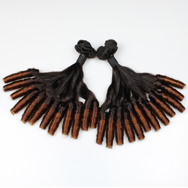 3 pcs T4# straight + spring roll double drawn funmi hair weaves bundles ...